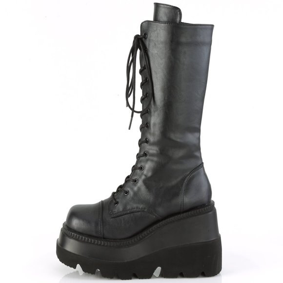 Shoes | Mid Calf Lace Up Gothic Wedge Platform Boots | Poshmark